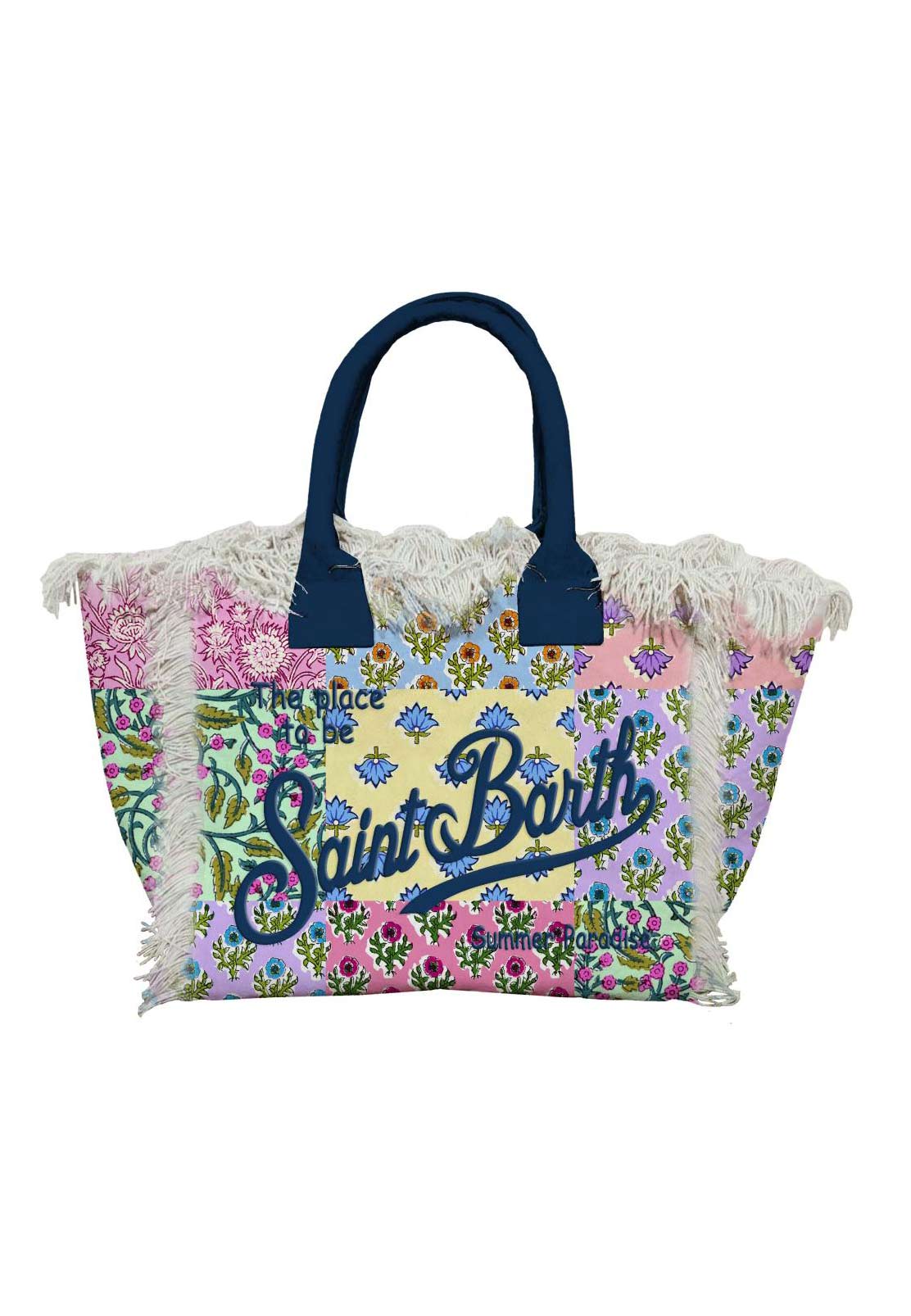 Mc2 Saint Barth Bambina Borsa Patch Multicolor Con Fiori.-Angelsbimbi