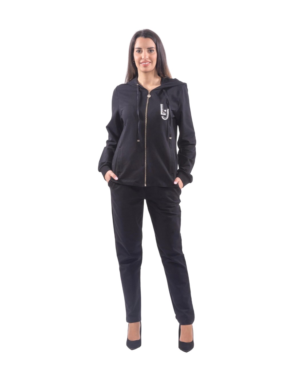 Tuta Liu jo modello Full Zip, in cotone, dal fit Regular, da donna colore Nero