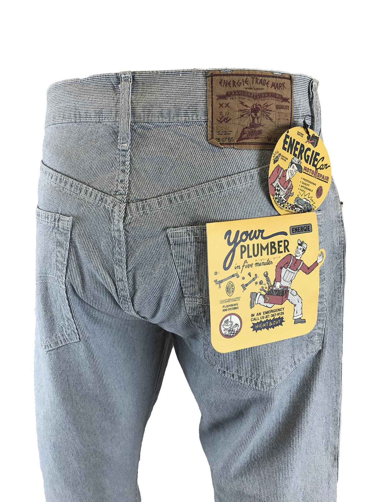 ENERGIE Carson Jeans Striped White/Blue (Plumber)